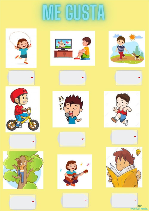 Me gusta: fichas interactivas y ejercicios online | TopWorksheets