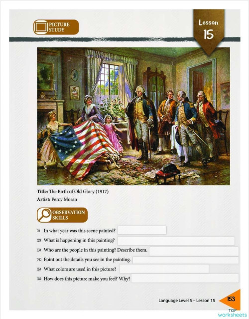 Lesson 15 Picture Study Pg 153. Interactive worksheet | TopWorksheets