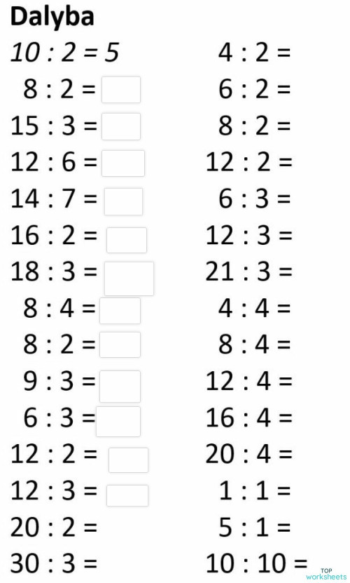 Matematika: interactive worksheets and online exercises | TopWorksheets