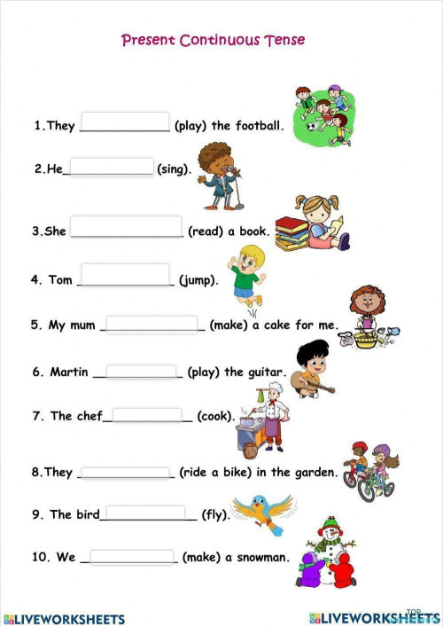 Present continuous tense. Interactive worksheet | TopWorksheets