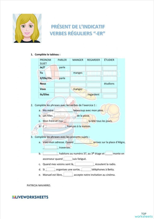 LES VERBES DU PREMIER GROUPE. Fiche interactive | TopWorksheets