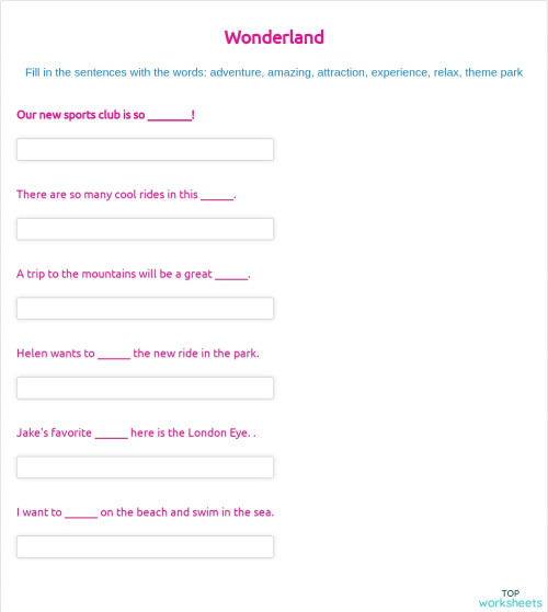 Wonderland. Interactive worksheet | TopWorksheets