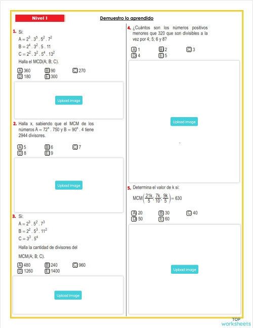MCM - MCD: fichas interactivas y ejercicios online | TopWorksheets