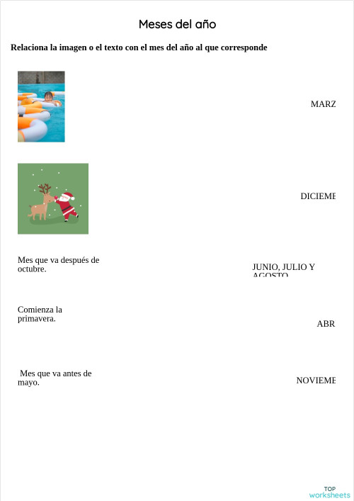 Meses del año. Ficha interactiva | TopWorksheets