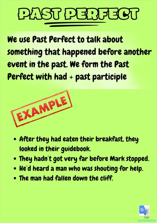 PAST PERFECT. Interactive worksheet | TopWorksheets