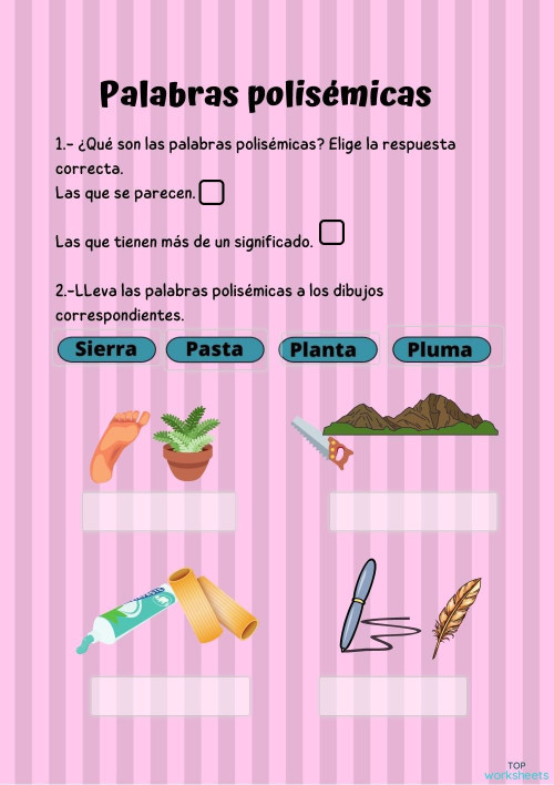 Palabras polisémicas. Ficha interactiva | TopWorksheets