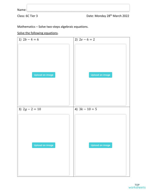 SOLVING ALGEBRAIC EQUATIONS. Interactive worksheet | TopWorksheets