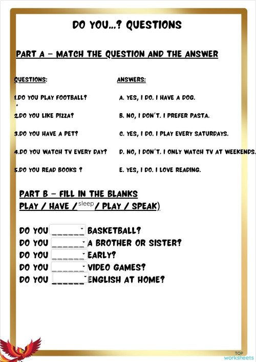 Do you questions. Interactive worksheet | TopWorksheets