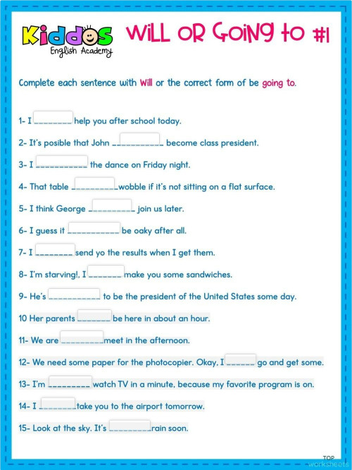 Will or Going to #1. Interactive worksheet | TopWorksheets