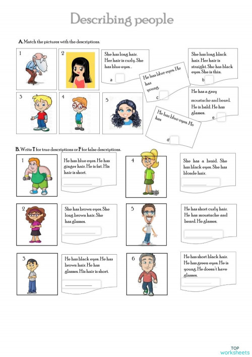 Describing people's appearance. Interactive worksheet | TopWorksheets