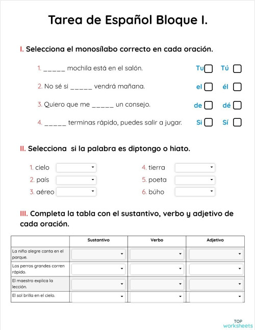 Objeto Directo e Indirecto (frases y preguntas). Ficha interactiva | TopWorksheets