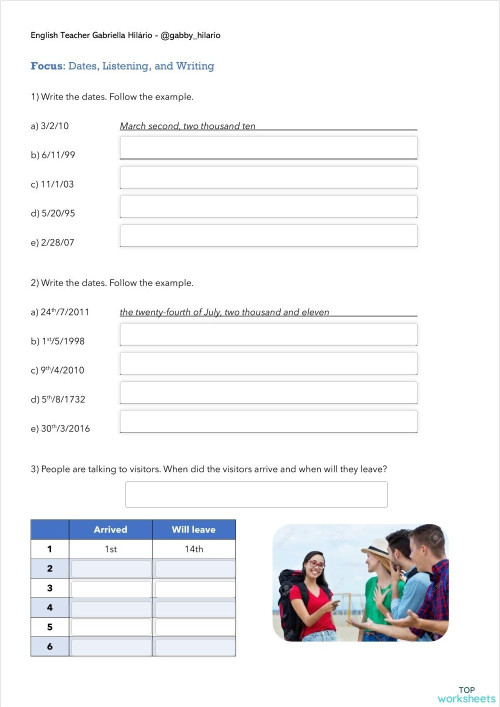 Listening - U5 - Dates. Interactive worksheet | TopWorksheets