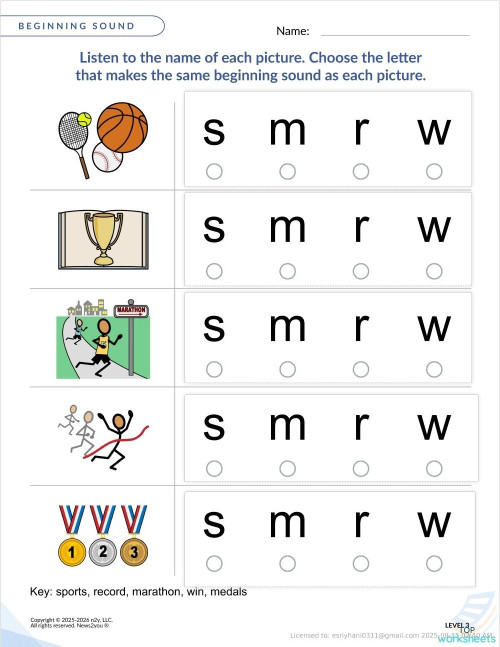 Match the Beginning Sound with the Picture. Interactive worksheet ...
