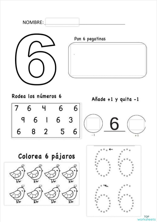 Identifico número 6. Ficha interactiva | TopWorksheets