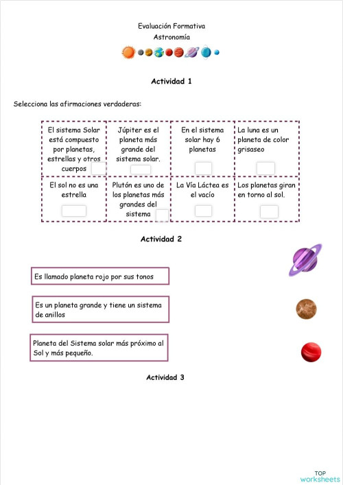 Evaluación. Ficha interactiva | TopWorksheets