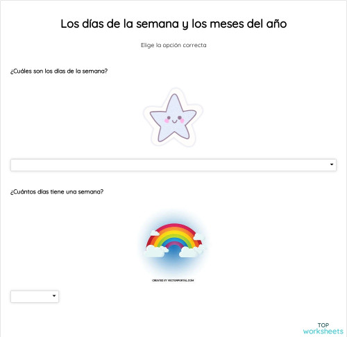 Los días de la semana y los meses del año. Ficha interactiva ...