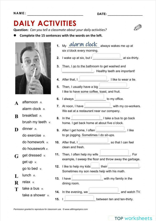 Daily routine 2. Interactive worksheet | TopWorksheets
