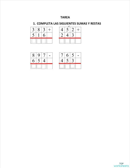 SUMAS Y RESTAS. Ficha interactiva | TopWorksheets
