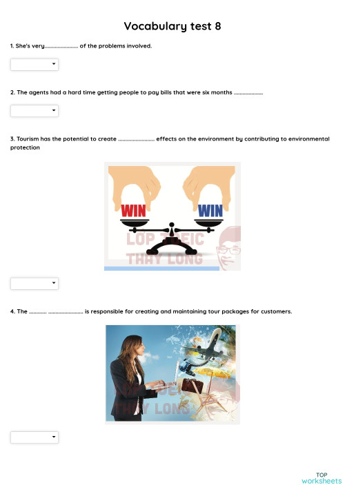 Vocabulary test 8. Interactive worksheet | TopWorksheets