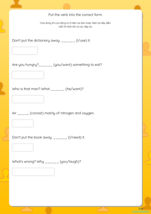 Put the verb into the correct form.. Interactive worksheet | TopWorksheets
