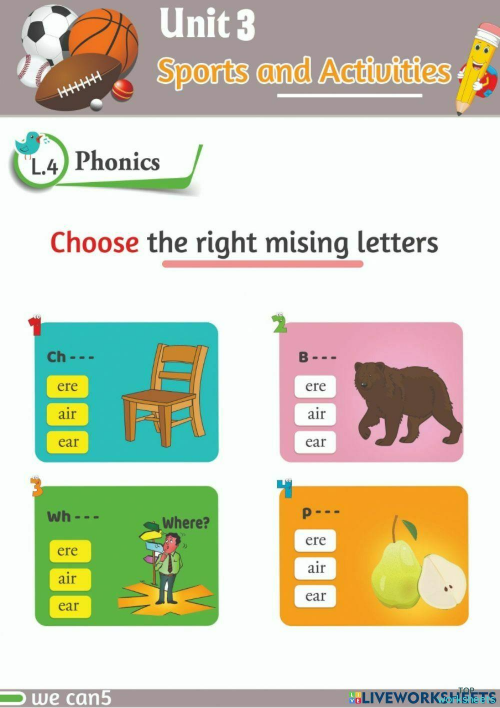 ere/air/ear spellings. Interactive worksheet | TopWorksheets