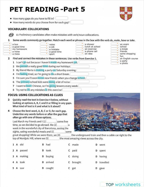 PET Reading Part 5 Trainer & Practice exercise. Interactive worksheet ...