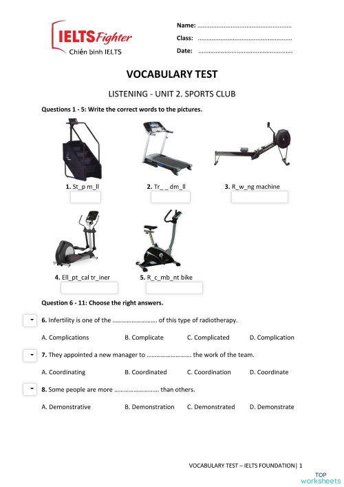 Vocabulary 6. Interactive worksheet | TopWorksheets