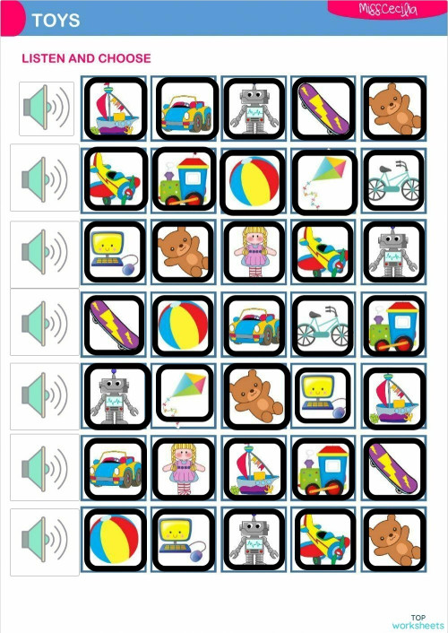 TOYS LISTEN ANS CHOOSE. Interactive worksheet | TopWorksheets