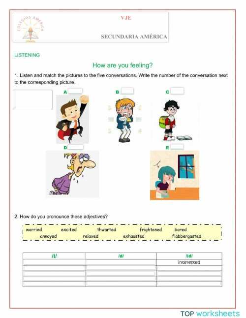 LISTENING 'HOW ARE YOU FEELING?'. Interactive worksheet | TopWorksheets