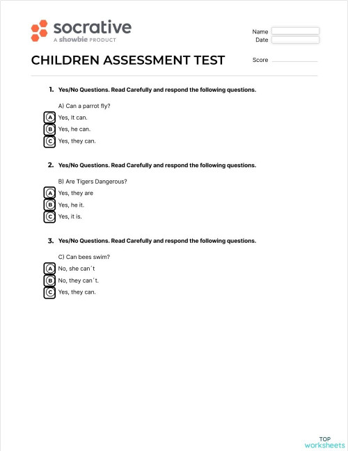 CHILDREN TEST. Interactive worksheet | TopWorksheets