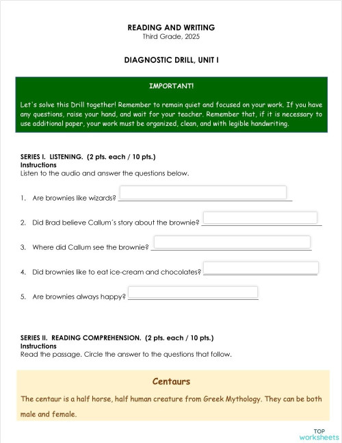 English Comprehension 2. Interactive worksheet | TopWorksheets