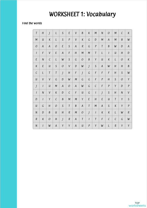 WORKSHEET 1: Vocabulary. Interactive worksheet | TopWorksheets