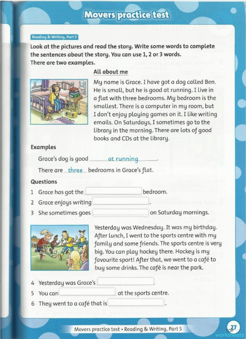 000 5th Reading and Writing Part 5. Interactive worksheet | TopWorksheets