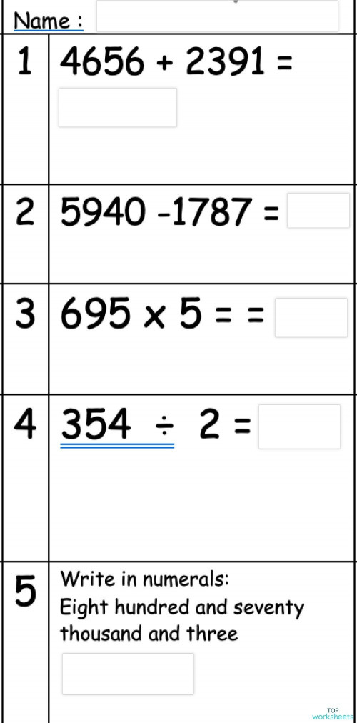 5-A-Day Year 5B Block 1 Week 4 Day 3. Interactive worksheet | TopWorksheets