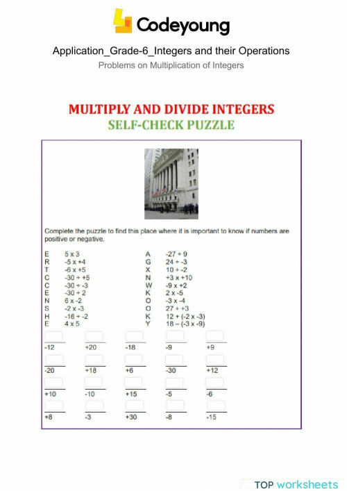 Problems on Multiplication of Integers Application. Interactive ...