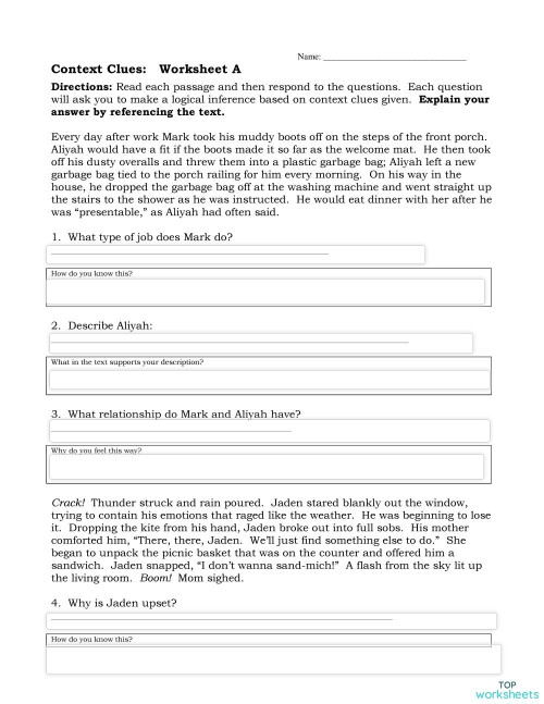 Context Clues, Homework.. Interactive worksheet | TopWorksheets