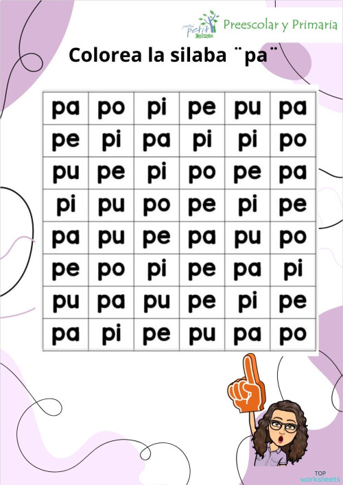 colorea la silaba ¨pa¨. Interactive worksheet | TopWorksheets