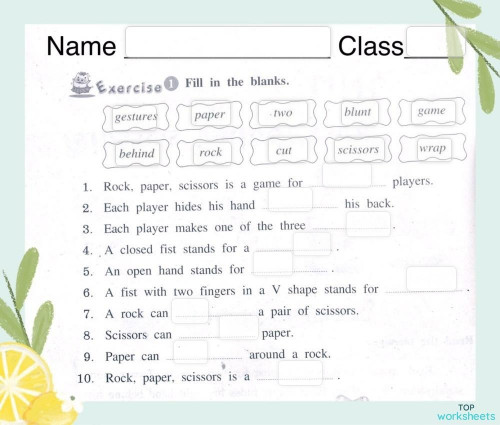 Rock,paper,scissors P.4,G.4. Interactive worksheet | TopWorksheets