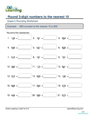 Rounding 3-digit numbers to the nearest 10 part 2. Interactive ...