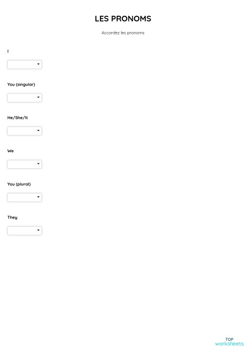 LES PRONOMS. Fiche interactive | TopWorksheets