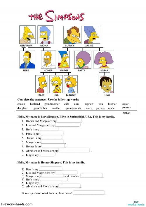 Family Tree_ Family. Interactive worksheet | TopWorksheets