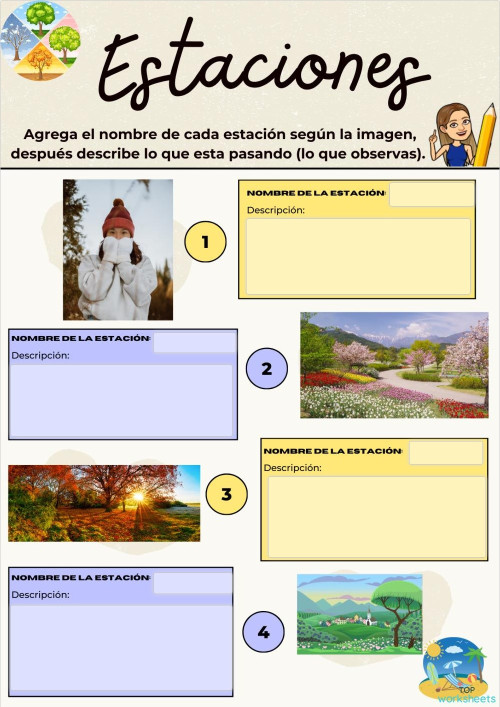 Estaciones : fichas interactivas y ejercicios online | TopWorksheets