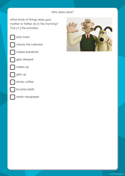 Who does what?. Interactive worksheet | TopWorksheets