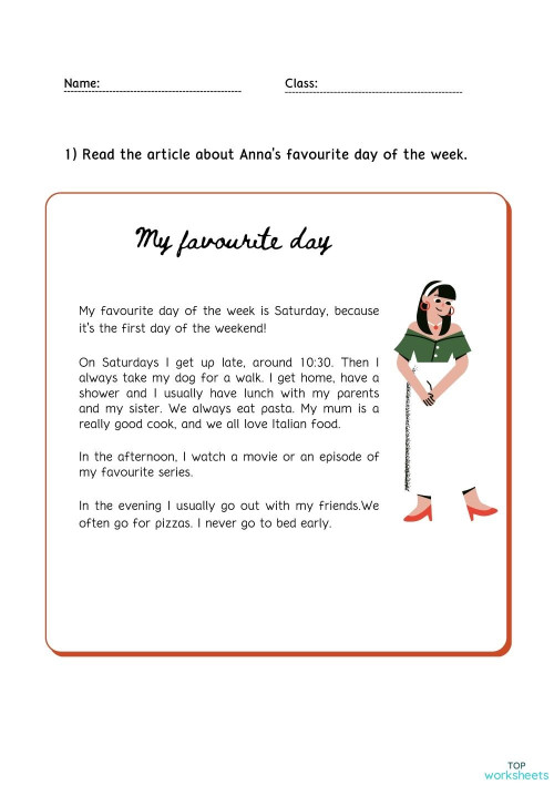 reading task. Interactive worksheet | TopWorksheets