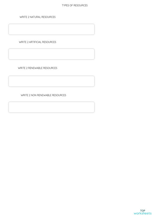 TYPES OF RESOURCES 4th. Interactive worksheet | TopWorksheets