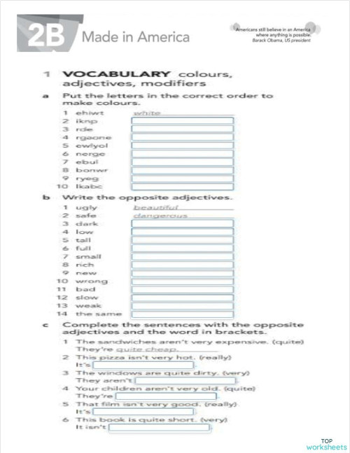 2B- MADE IN AMERICA- V15. Interactive worksheet | TopWorksheets