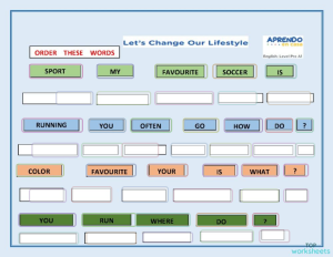 LET'S CHANGE OUR LIFESTYLES: Put the words in order. Interactive ...