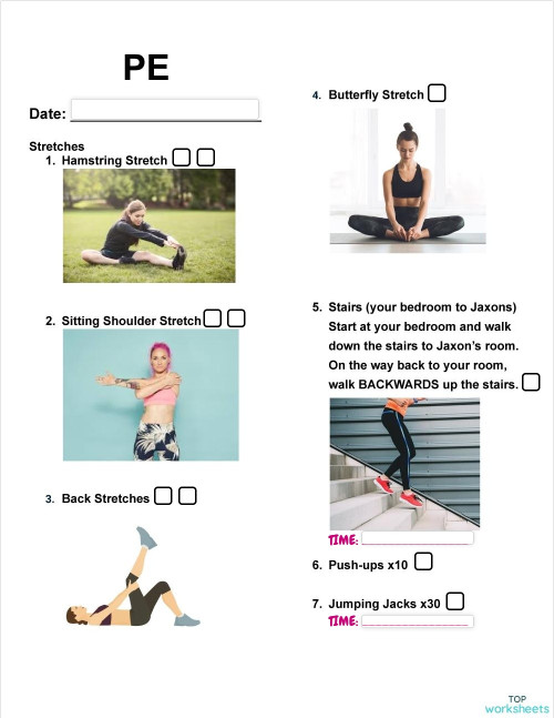 12/5/23 PE Checklist. Interactive worksheet | TopWorksheets