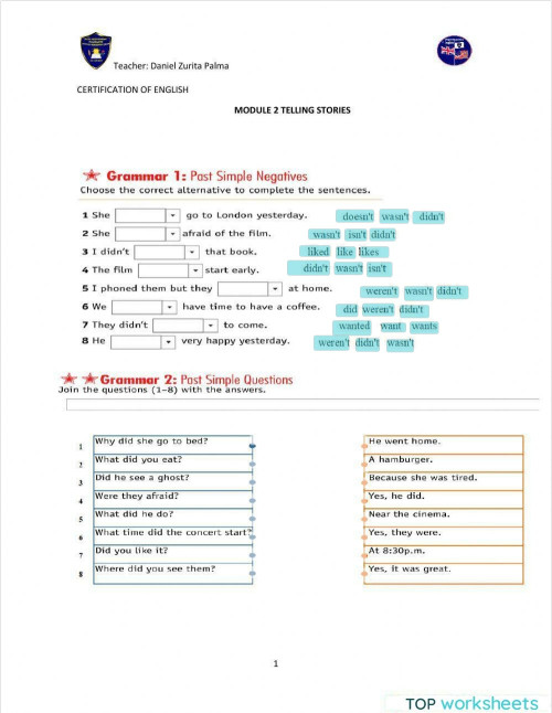 TELLING STORIES-Module 2. Interactive worksheet | TopWorksheets