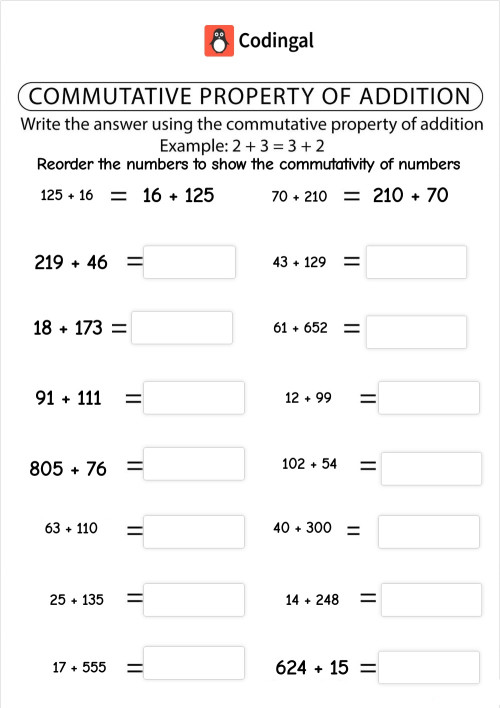 M_G02M09L40_WC01_Commutative Property of Addition. Interactive worksheet | TopWorksheets